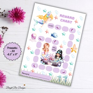 Mermaid Reward Chart, Printable Girls Chore Chart, Mermaid Potty ...