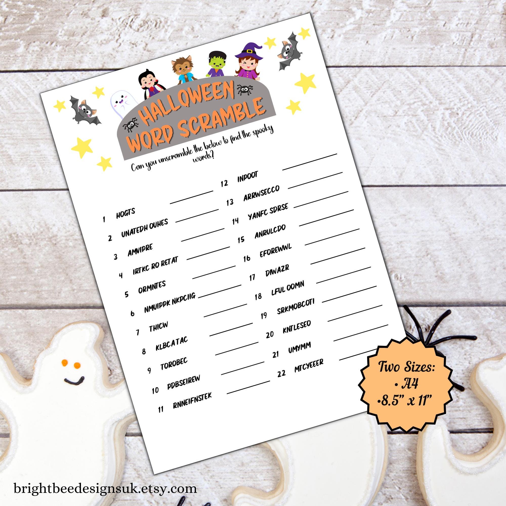 Halloween Word Scramble, Printable Activity for Kids Teens and Adults ...