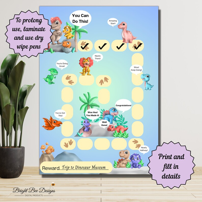 Printable Dinosaur Reward Chart for Kids Instant Digital - Etsy Australia