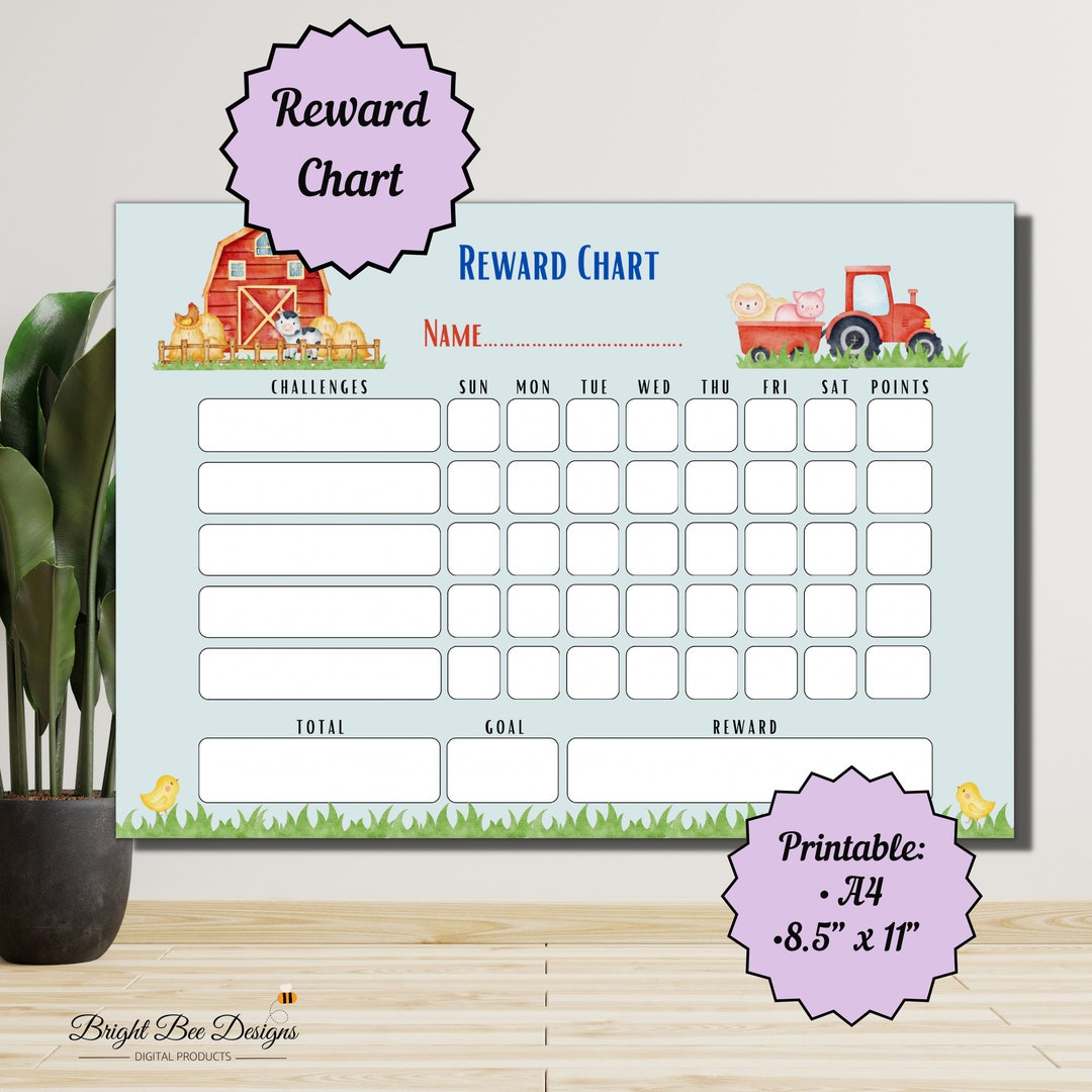 Printable Farm Reward Chart for Kids Instant Digital - Etsy