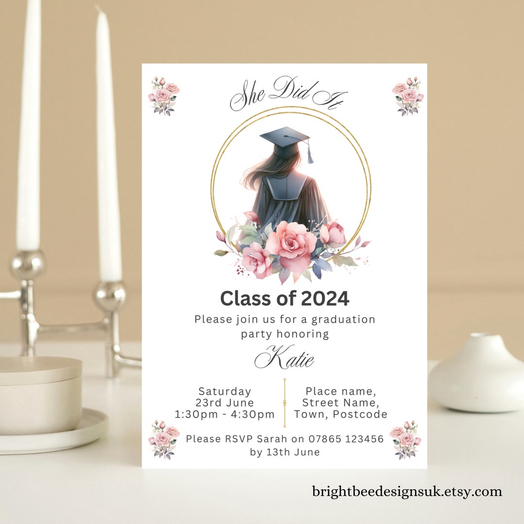Graduation Party Invitation Template, Graduation Invitation Girl ...