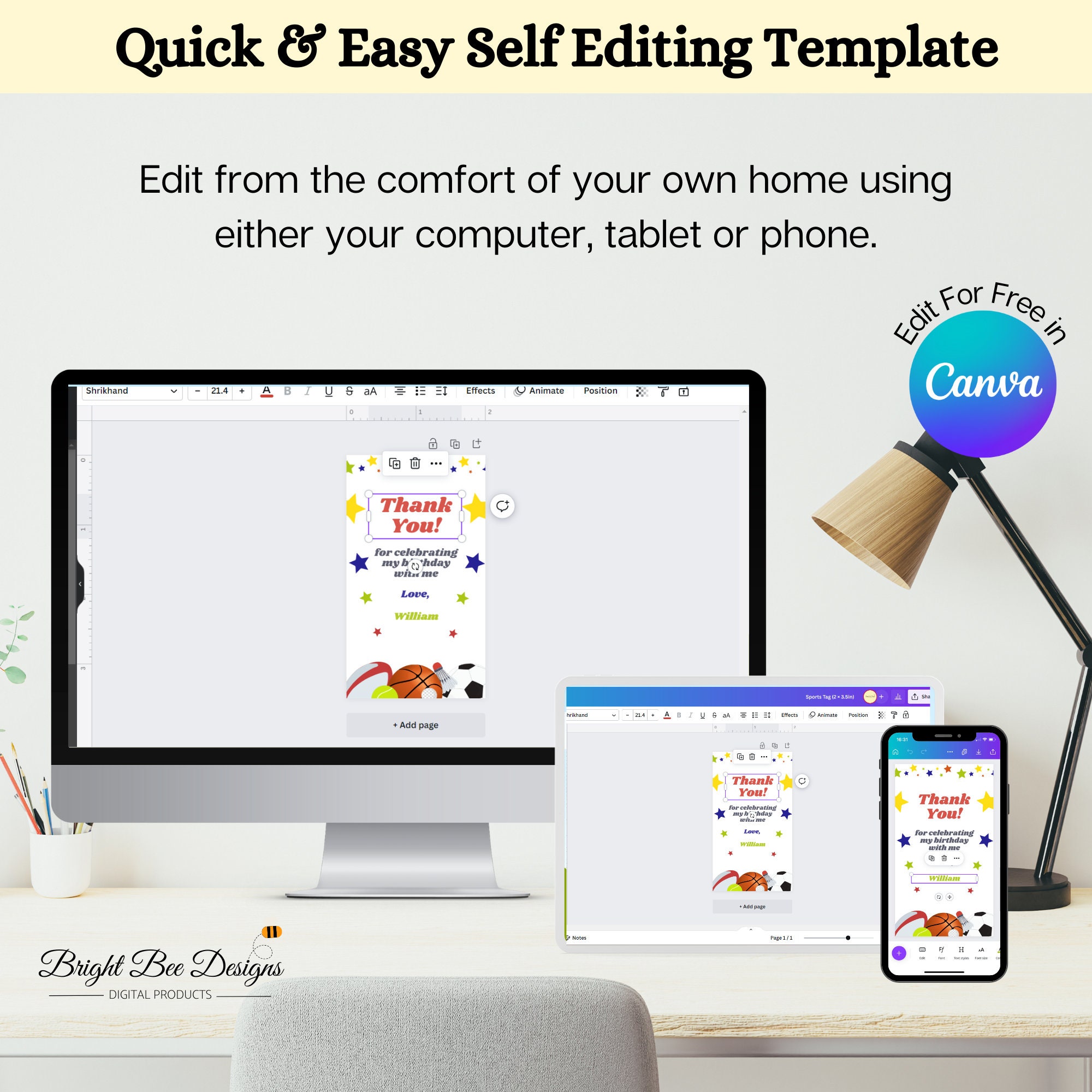 Printable Sports Party Favor Tag, Sporty Birthday Party Thank You Tag ...