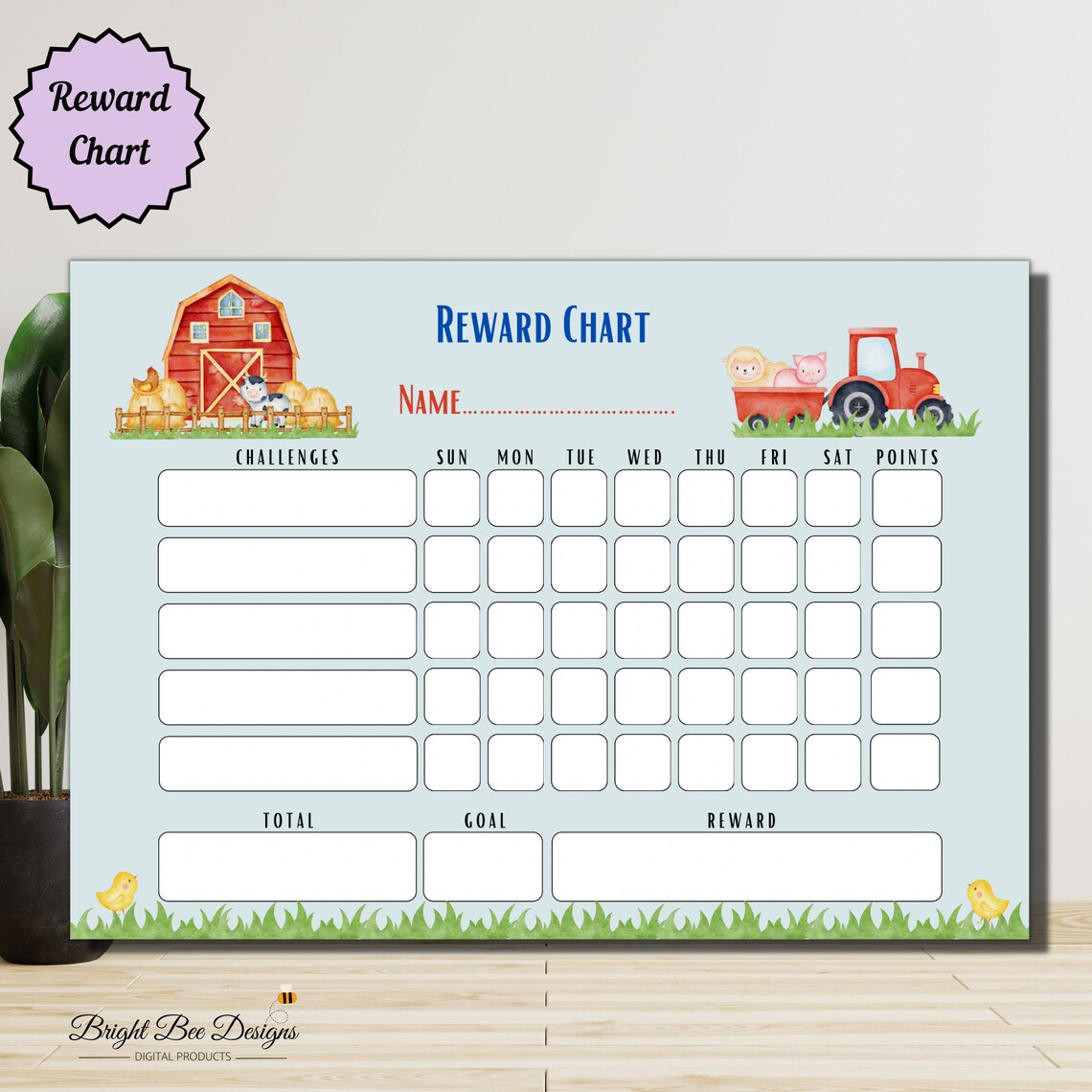 Printable Farm Reward Chart, Printable PDF Farm Animal Behavioural ...