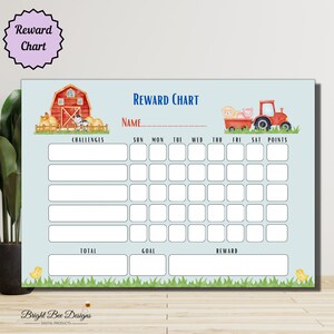 Printable Farm Reward Chart, Printable PDF Farm Animal Behavioural ...