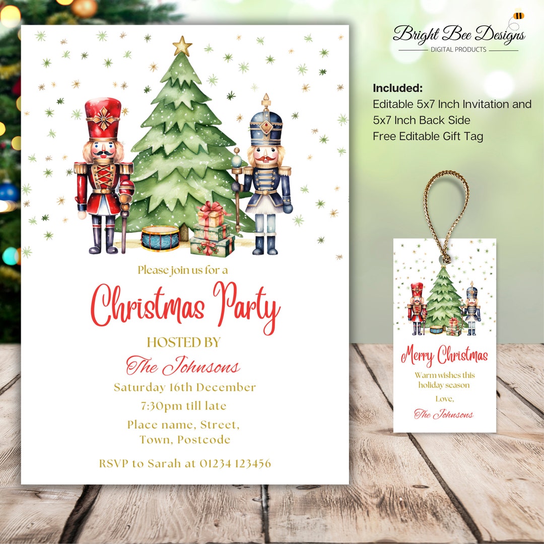 Editable Nutcracker Christmas Party Invitation Template,winter Party ...