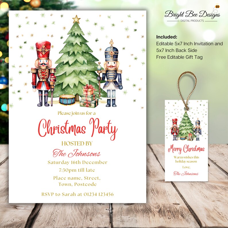 Editable Nutcracker Christmas Party Invitation Template,winter Party ...