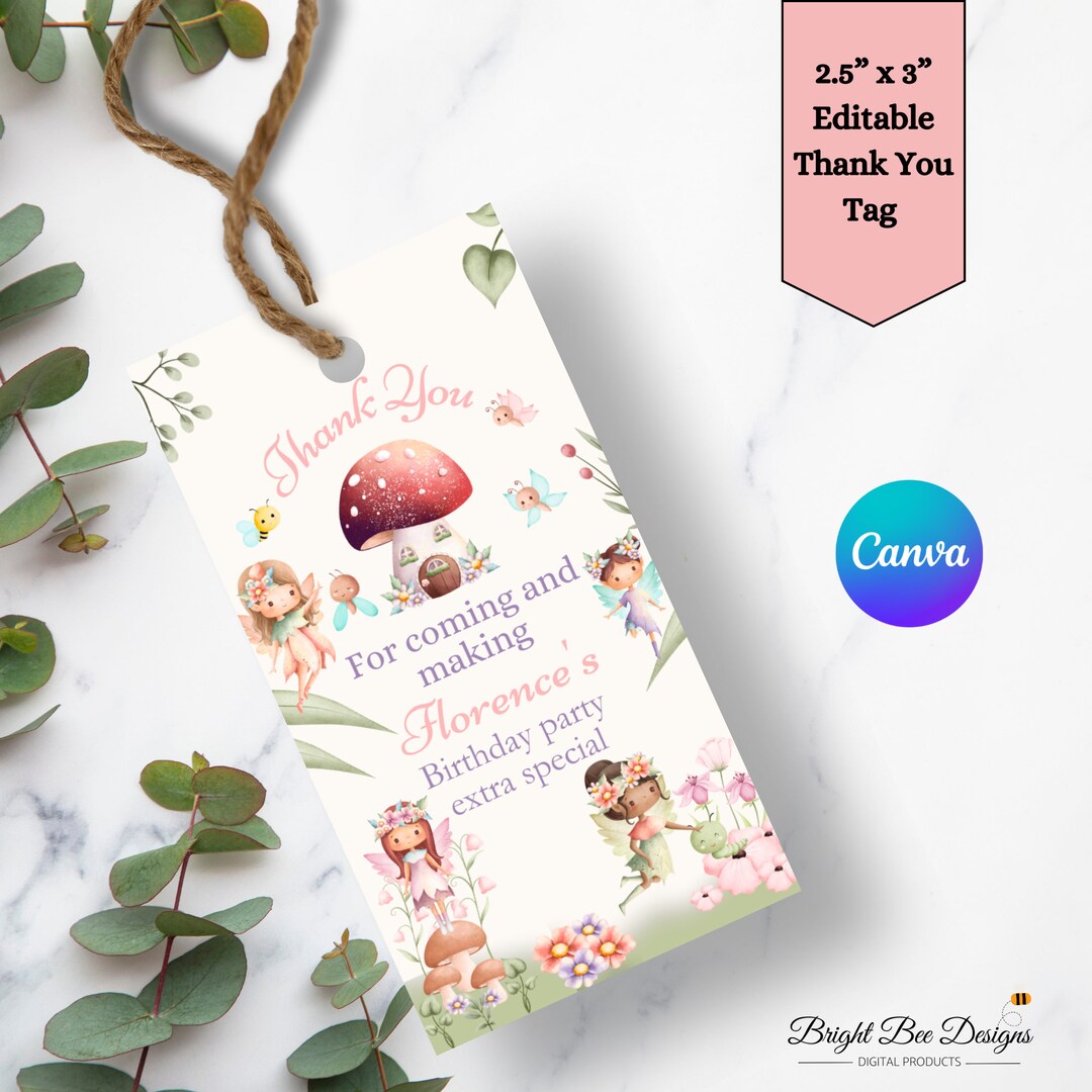 Editable Fairy Tags Fairy Gift Tags Fairy Party Favor - Etsy