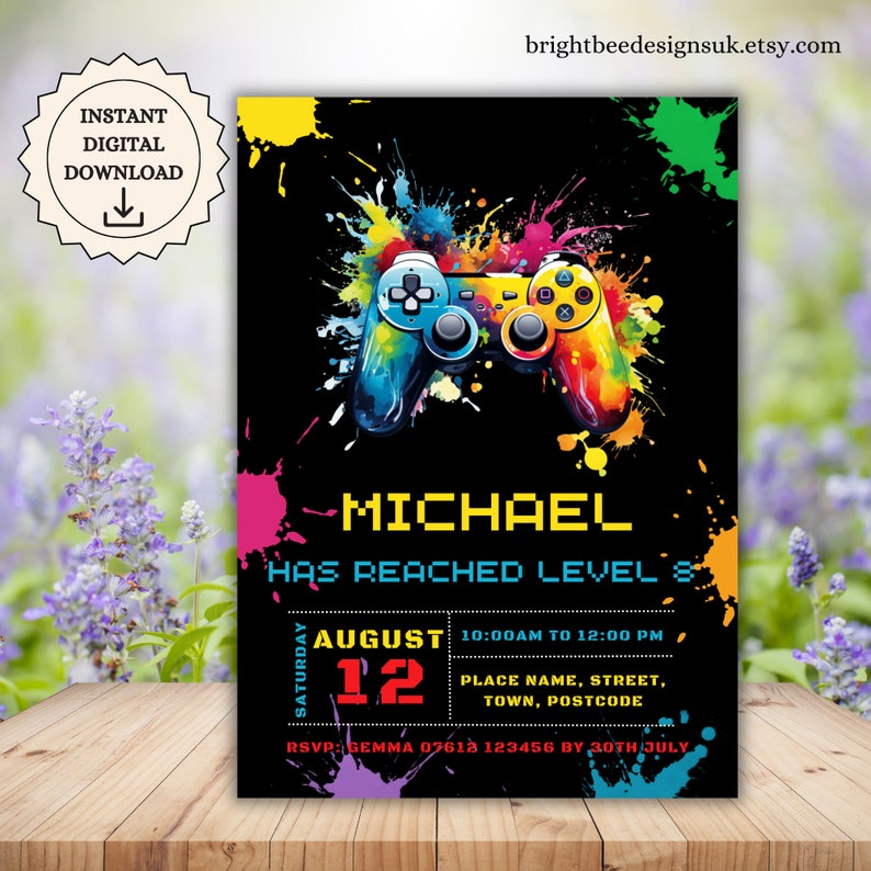 Gaming Party Invite Printable Template, Video Gaming Birthday ...