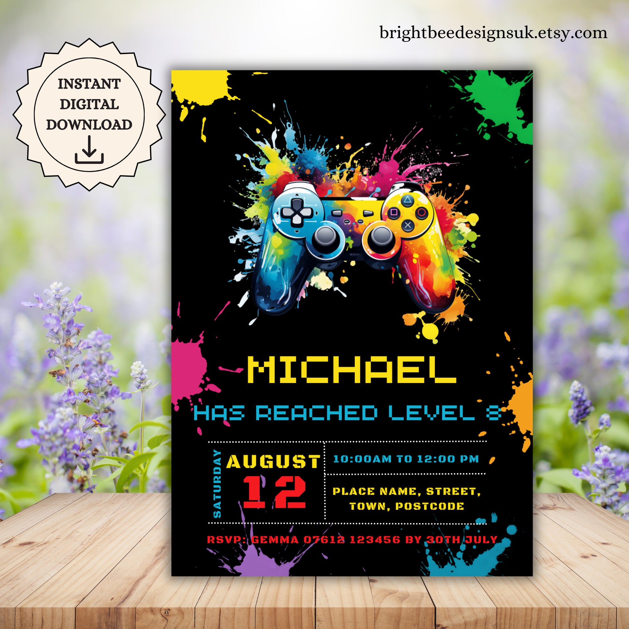 Gaming Party Invite Printable Template, Video Gaming Birthday ...