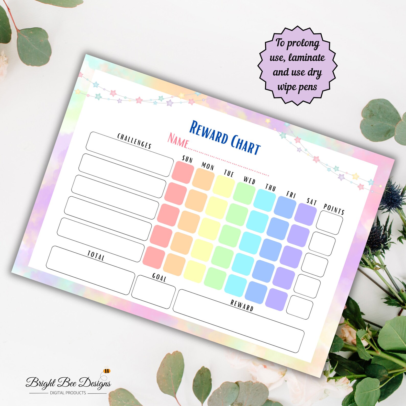 Rainbow Reward Chart, Printable Kids Rainbow Chore Chart, Rainbow Potty ...