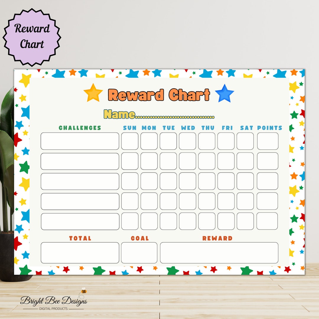 Printable Star Reward Chart, Printable PDF Toddler Behavioural Chart ...