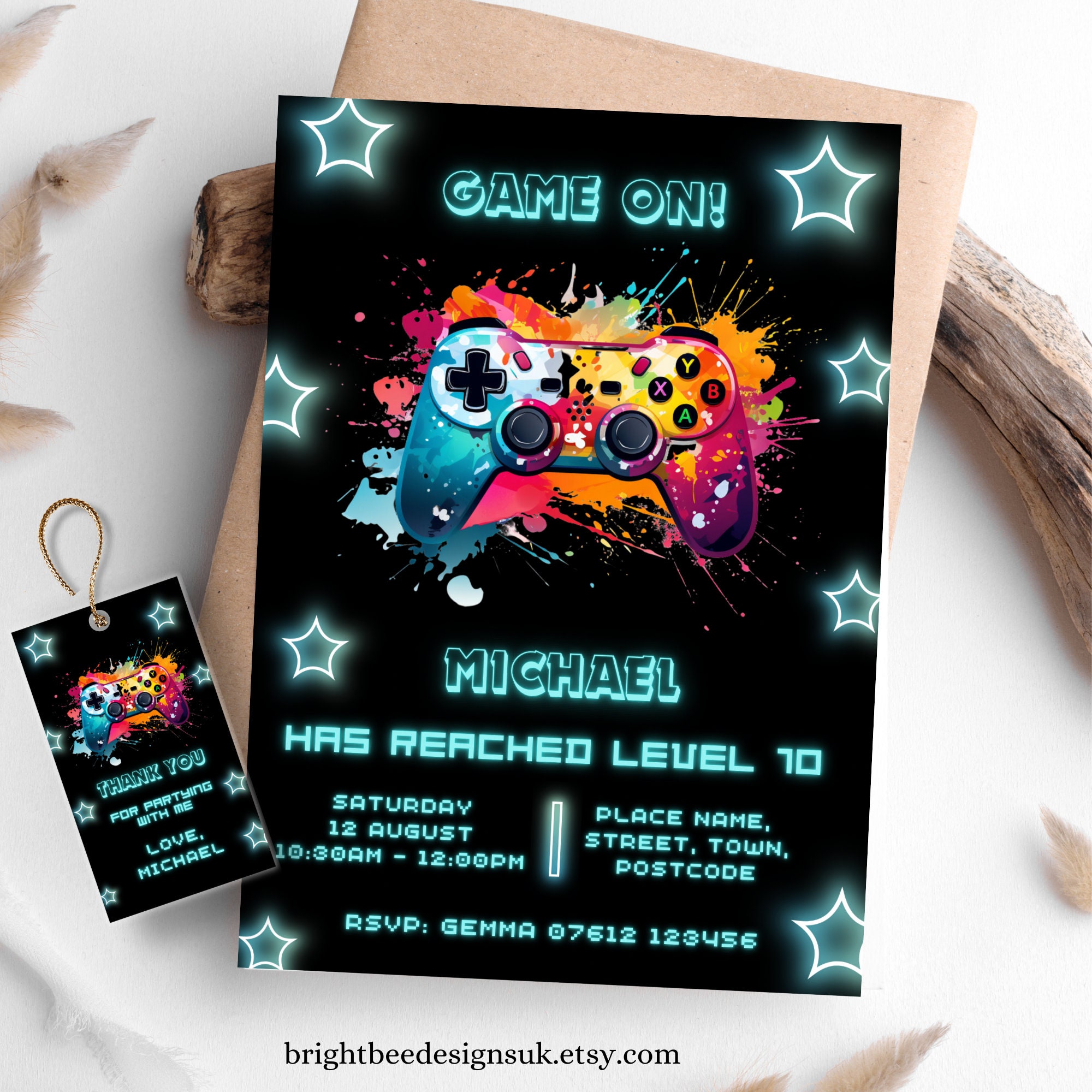Gaming Birthday Invitation, Video Gaming Party Invite Printable ...