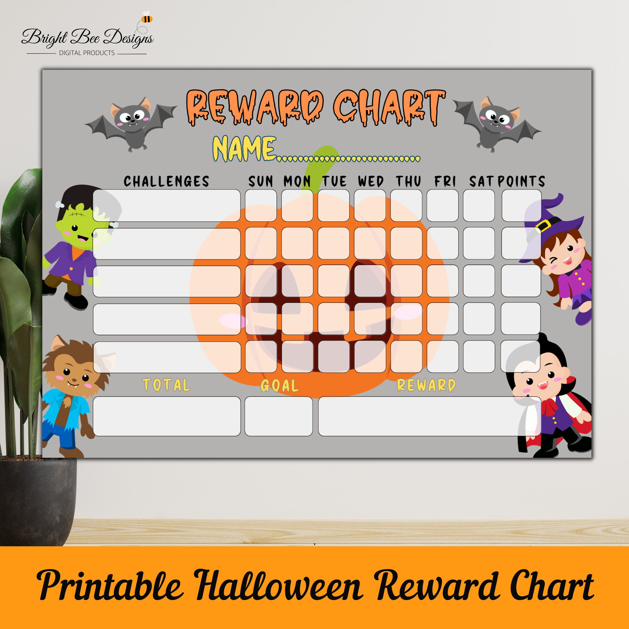 Printable Halloween Reward Chart for Kids Halloween Sticker - Etsy