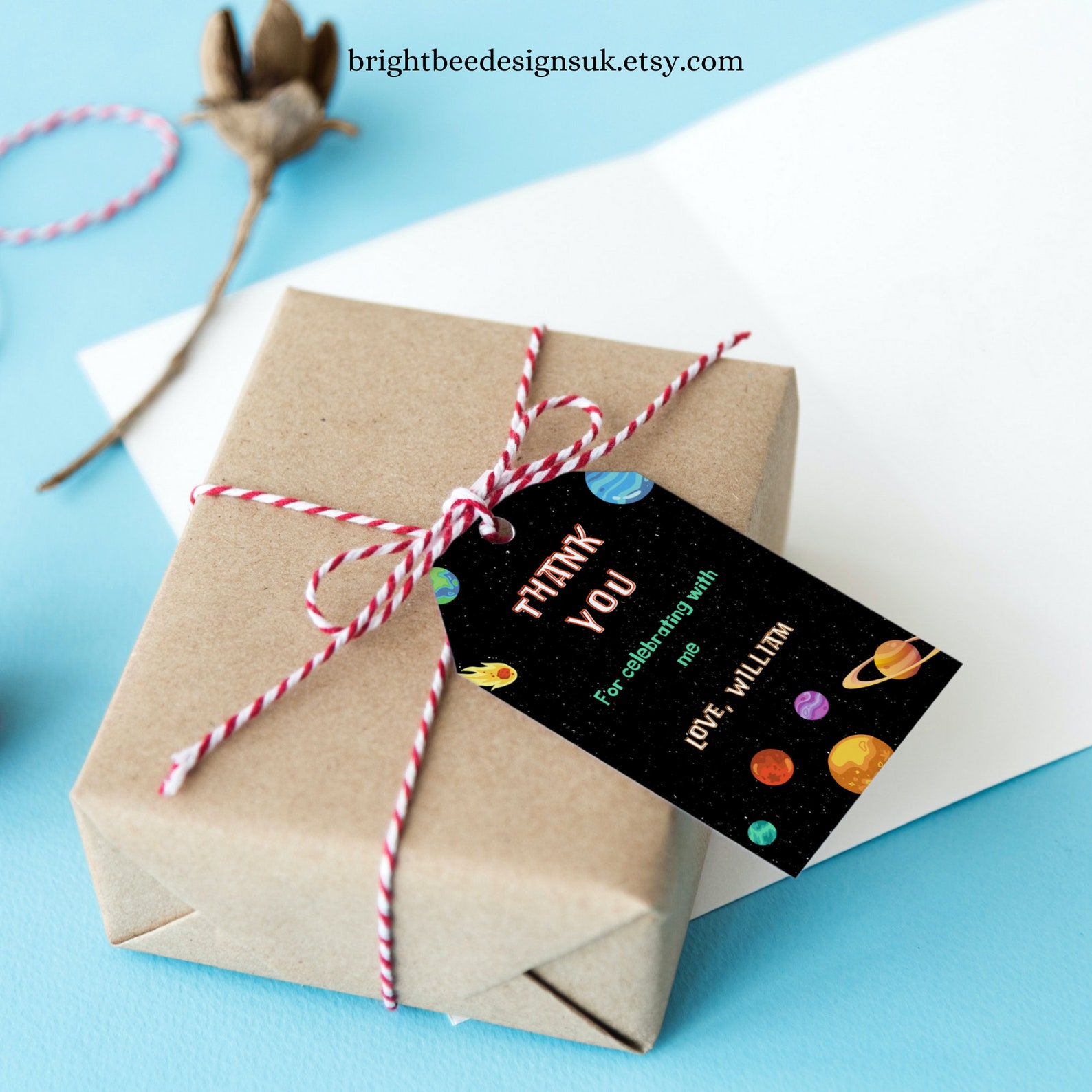 Printable Space Thank You Tags, Kids Space Birthday Tags, Editable ...
