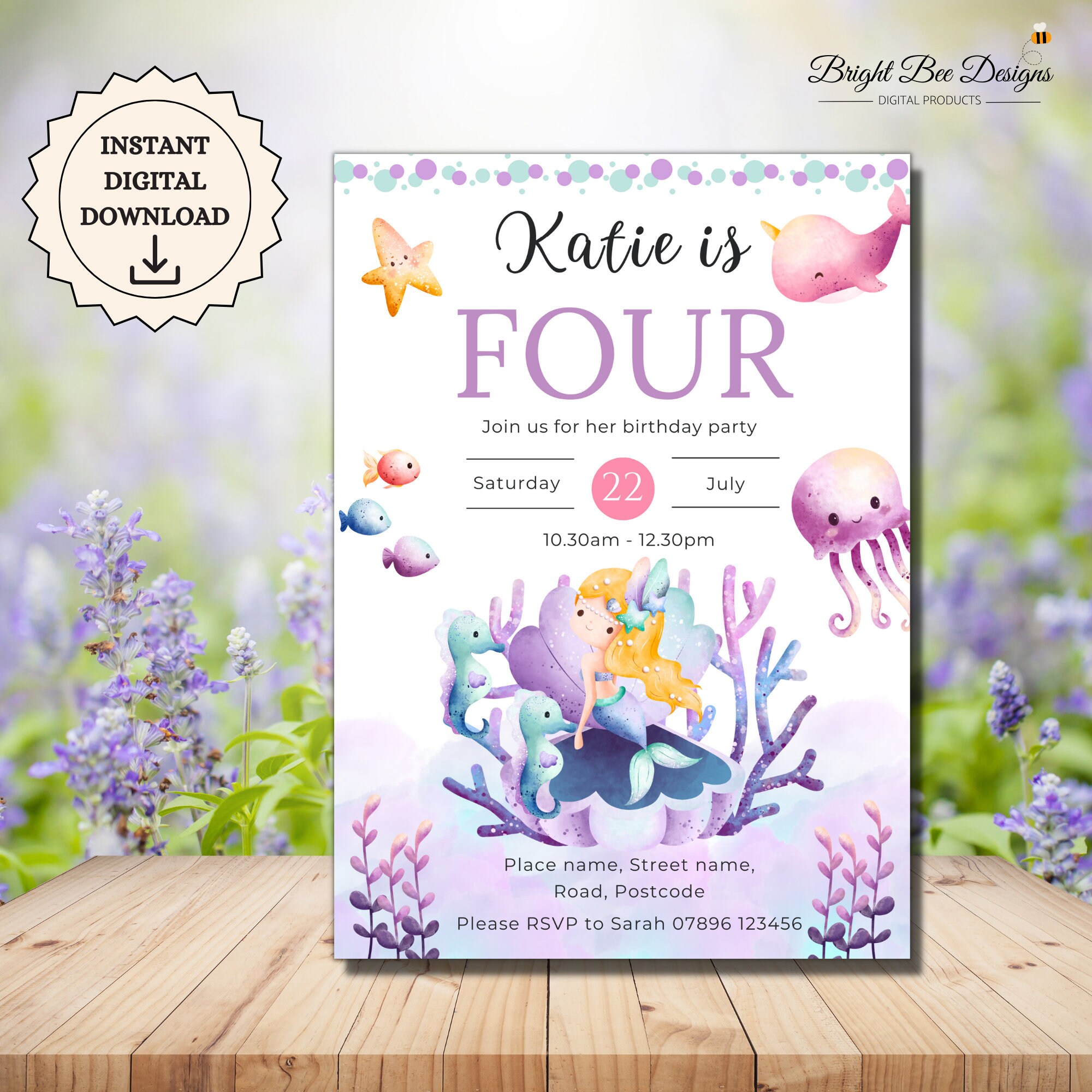 Editable Mermaid Birthday Invitation Printable Mermaid Party - Etsy