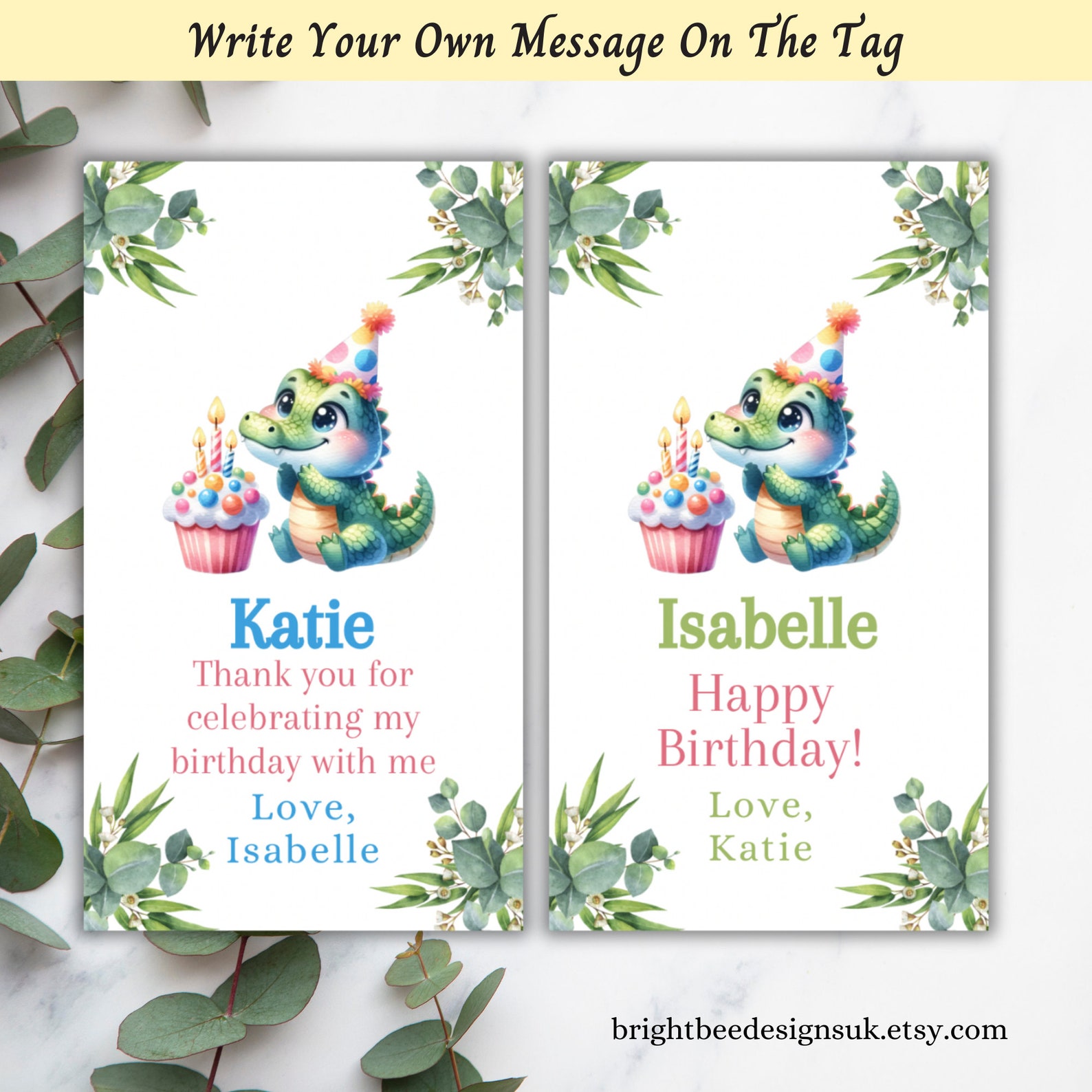 Printable Crocodile Thank You Tag, Kids Birthday Party Favor Gift Tag ...