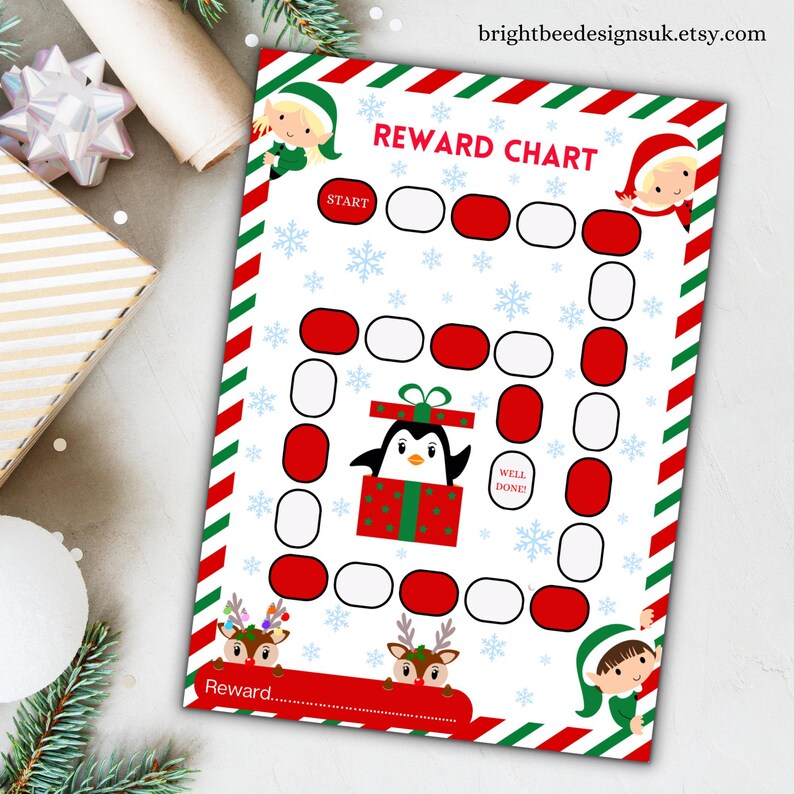 Printable Christmas Reward Chart, Festive Kids Potty Training PDF, Xmas ...
