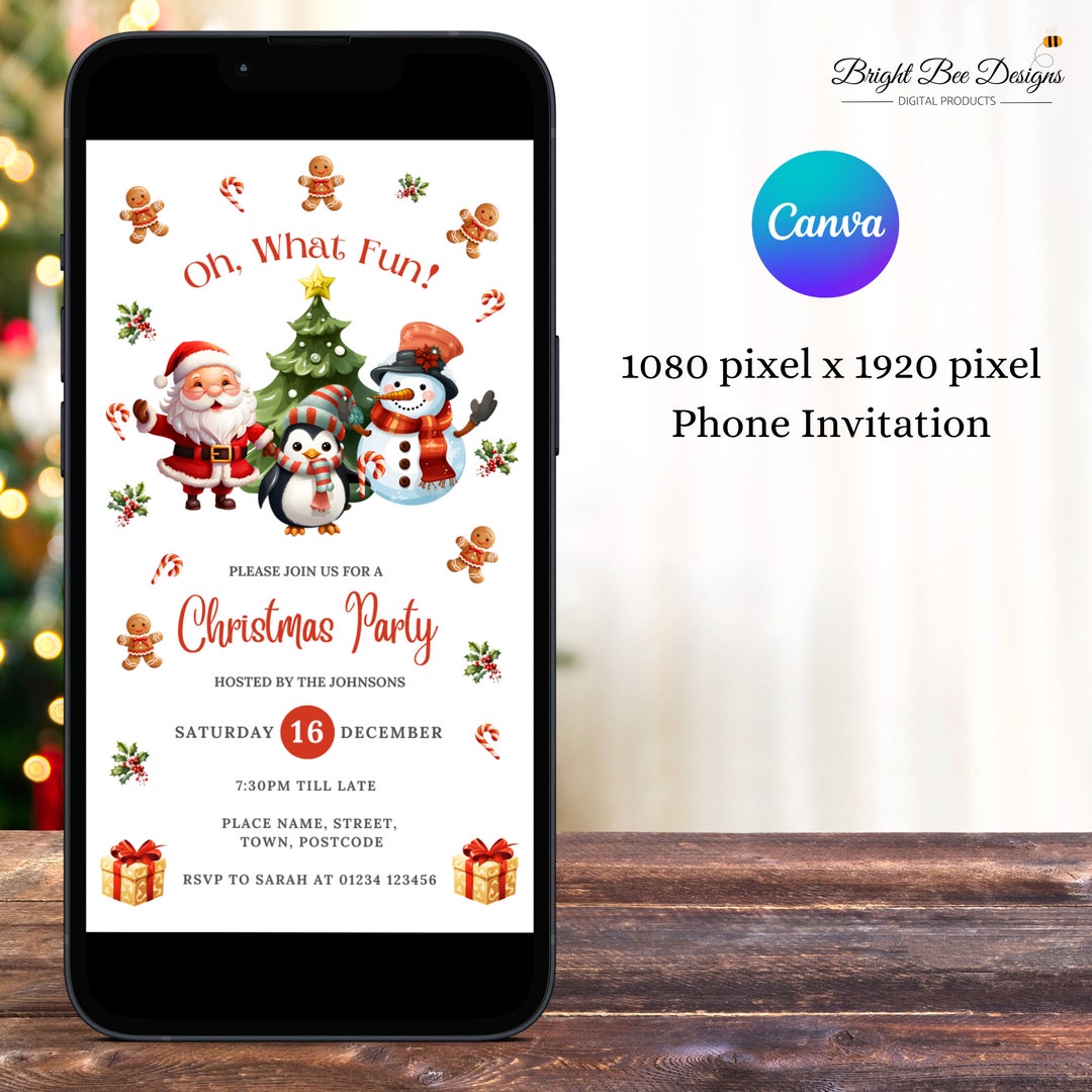 Oh What Fun Christmas Digital Invite Christmas Party Evite - Etsy