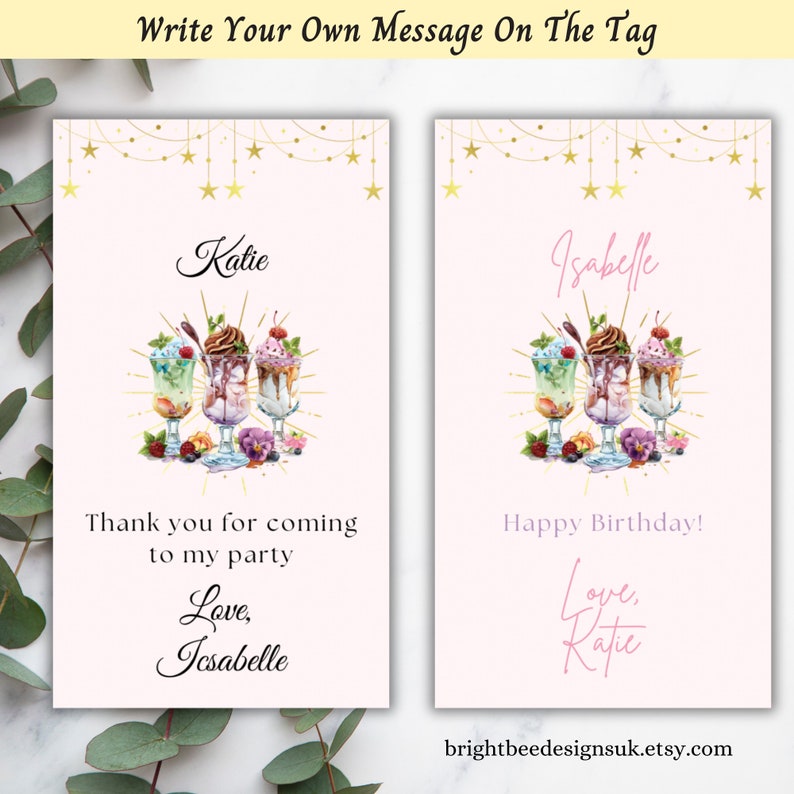 Editable Ice Cream Sundae Thank You Tag, Ice Cream Gift Tag, Ice Cream ...