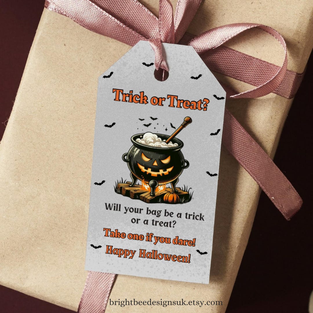 Retro Halloween Printable Tag, Halloween Costume Party Trick or Treat ...