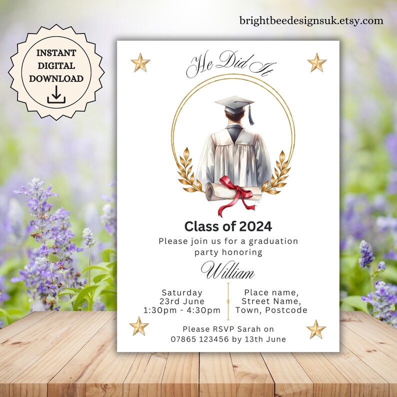 Printable Graduation Party Invitation, Editable Grad Party Invite ...