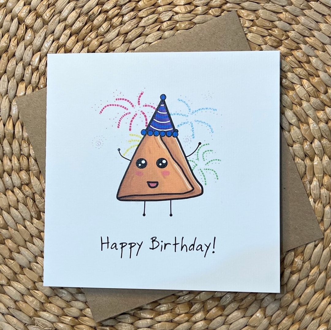 Happy Birthday Samosa Card - Indian Greeting Card, Handmade, Desi Cards ...