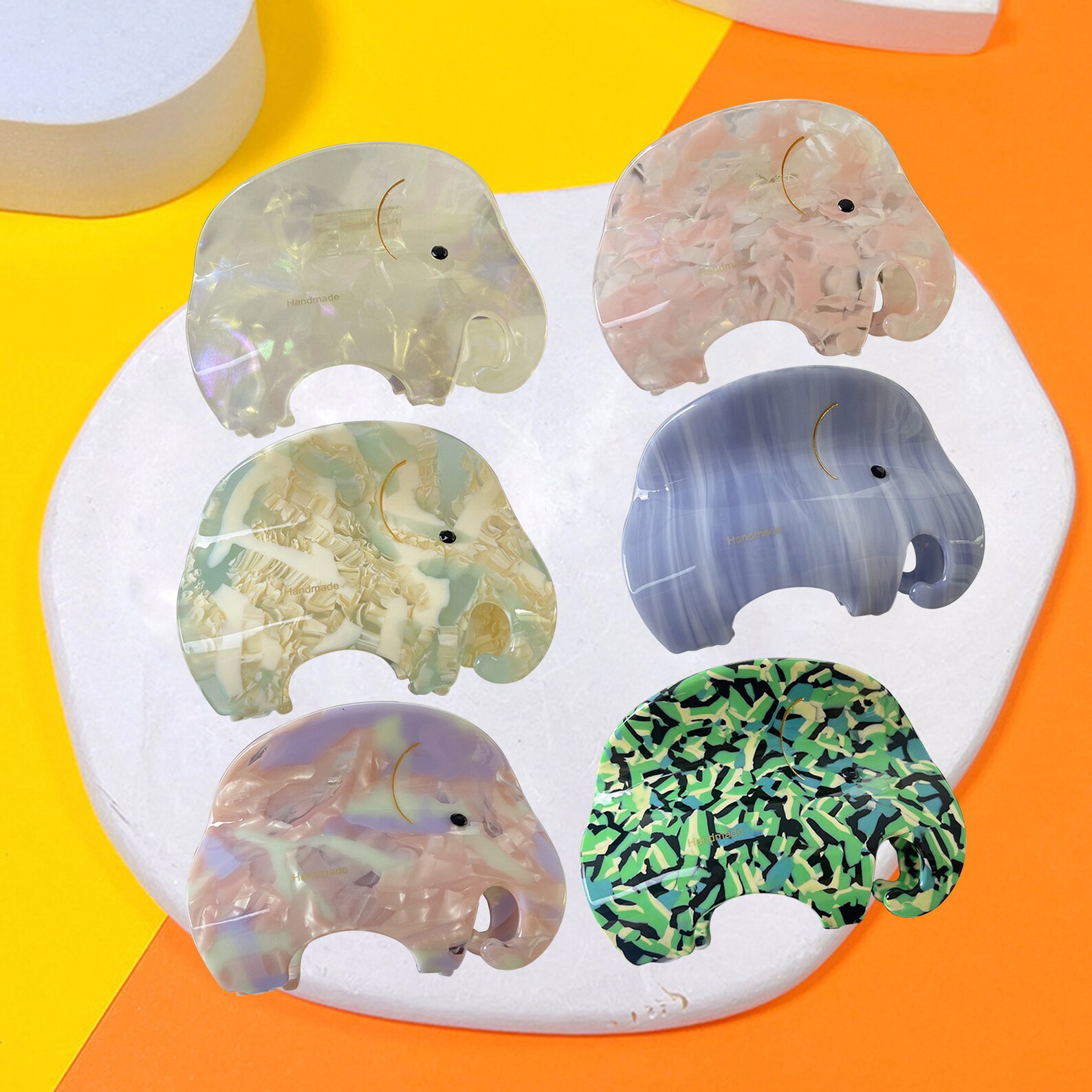 Elephant Hair Claw Clips,cute Elephant Acetate Hair Claw,elephant Hair ...