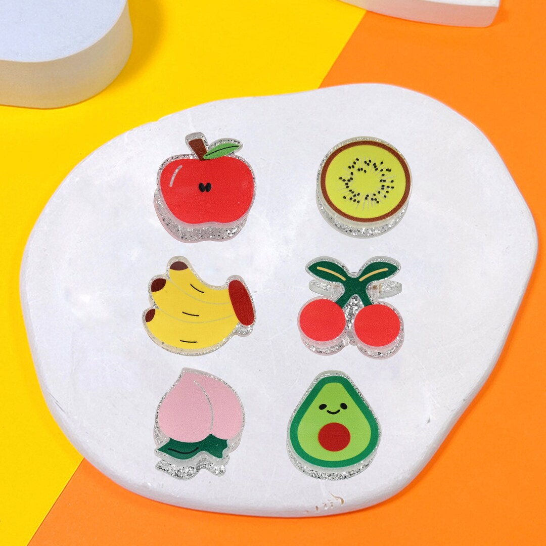 6 Pieces Cute Mini Fruit Hair Clips,apple Hair Clip, Kiwi Hair Clip ...
