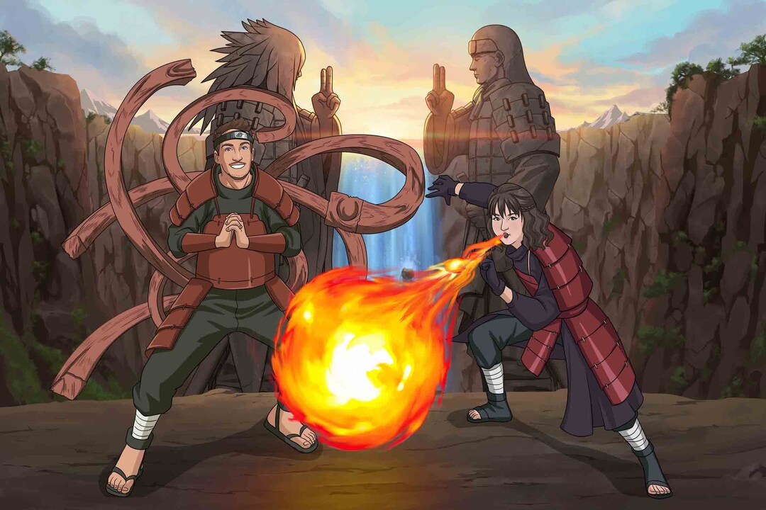 Couple Ninja Anime Portrait Personalized Family Ninja - Etsy