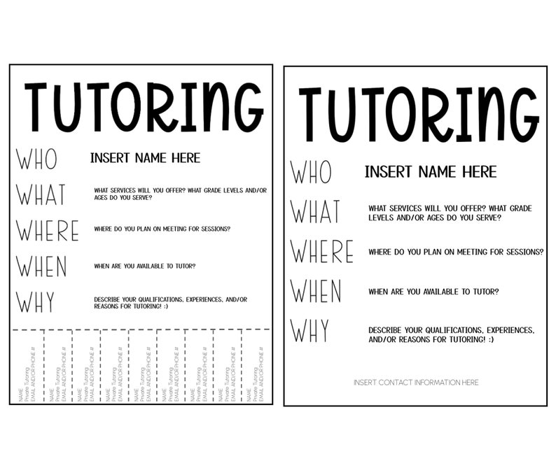 EDITABLE Tutoring Flyer for Tutoring Businesses (printable and Digital ...