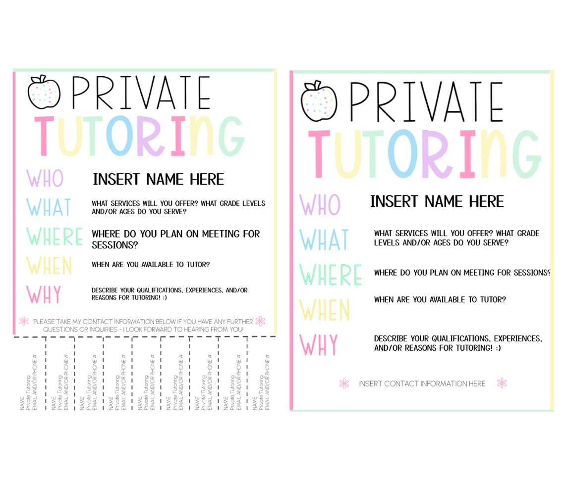 EDITABLE Tutoring Flyer for Tutoring Businesses (printable and Digital ...