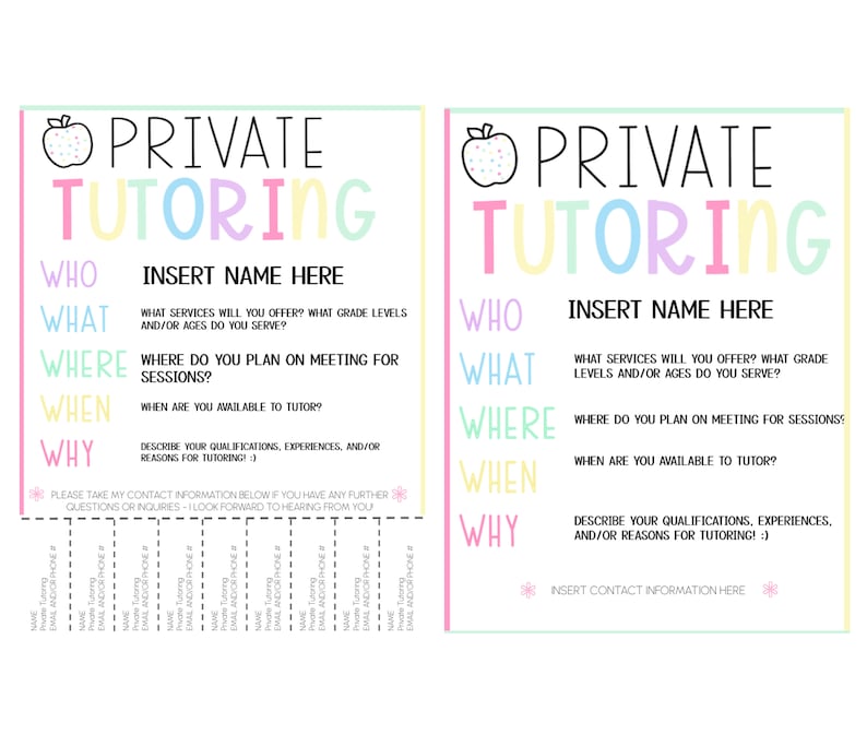EDITABLE Tutoring Flyer for Tutoring Businesses (printable and Digital ...