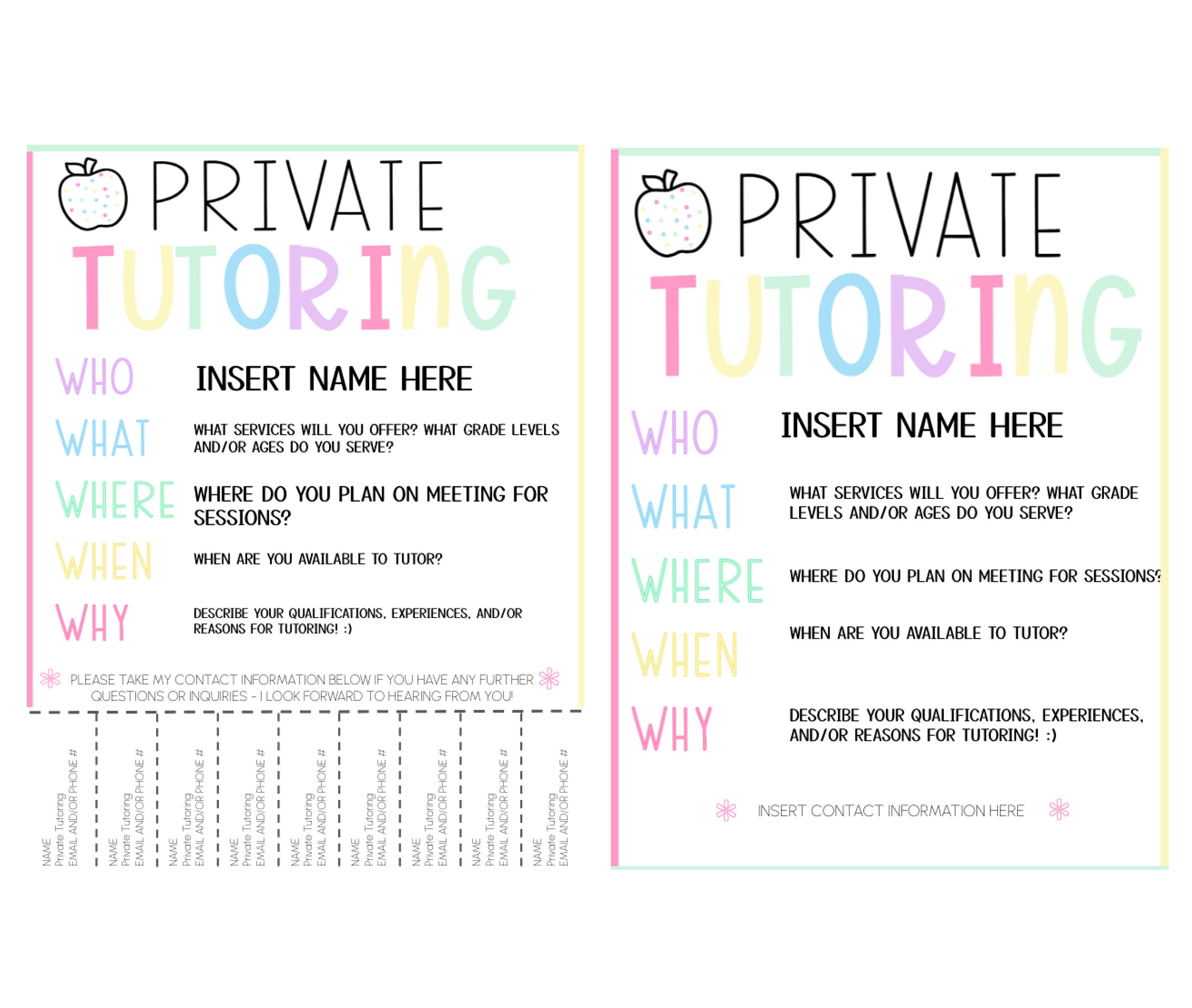 EDITABLE Tutoring Flyer for Tutoring Businesses (printable and Digital ...