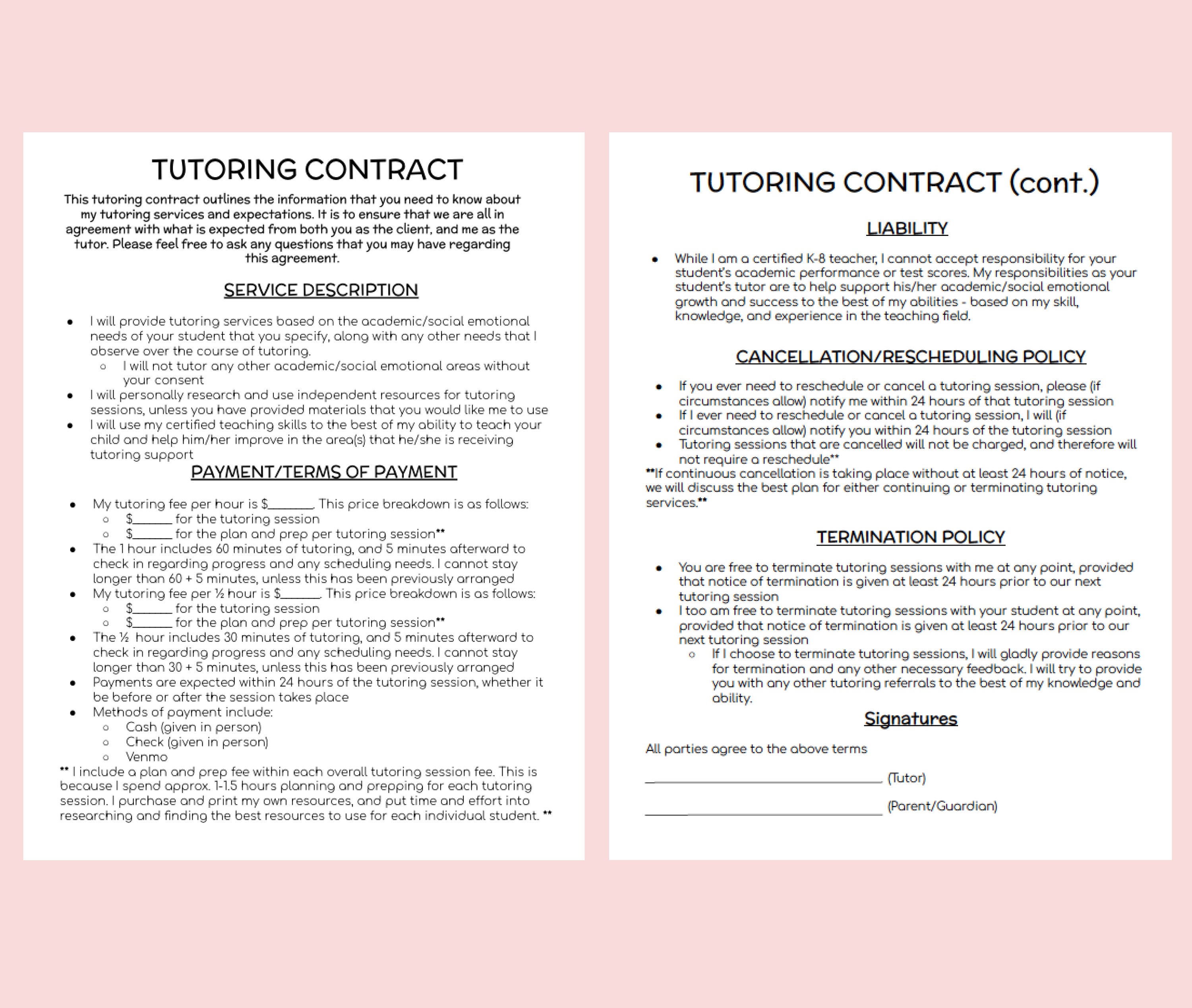 Tutoring Binder (script) EDITABLE: for Planning and Organizing Tutoring ...