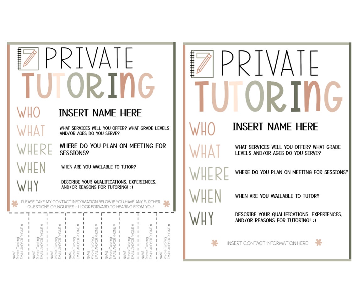 EDITABLE Tutoring Flyer for Tutoring Businesses (printable and Digital ...