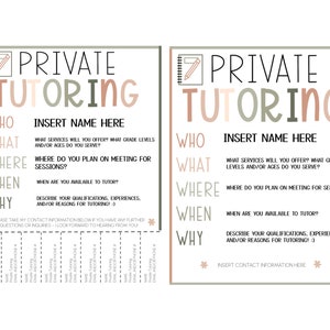 EDITABLE Tutoring Flyer for Tutoring Businesses (printable and Digital ...