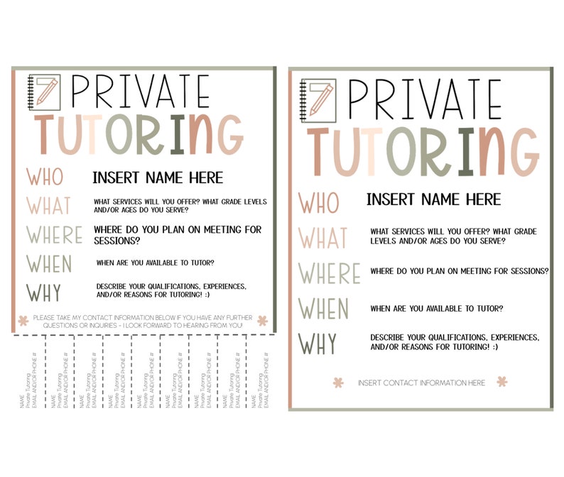 EDITABLE Tutoring Flyer for Tutoring Businesses (printable and Digital ...
