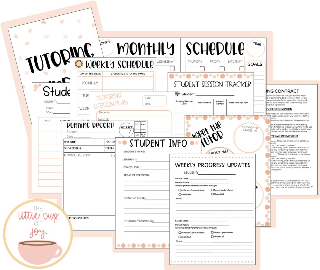 Tutoring Binder (bubbly) EDITABLE: for Planning and Organizing Tutoring ...