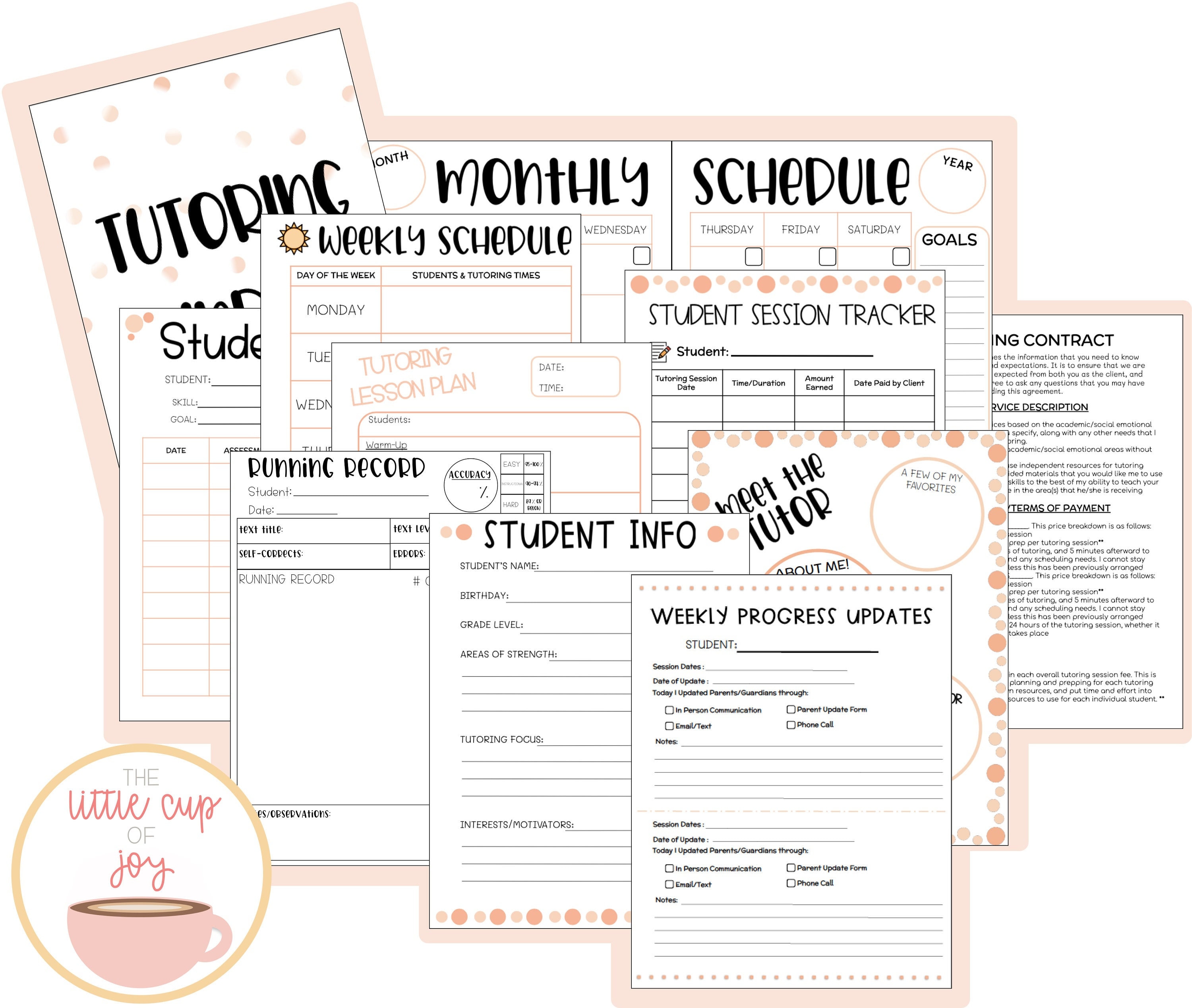 Tutoring Binder (bubbly) EDITABLE: for Planning and Organizing Tutoring ...