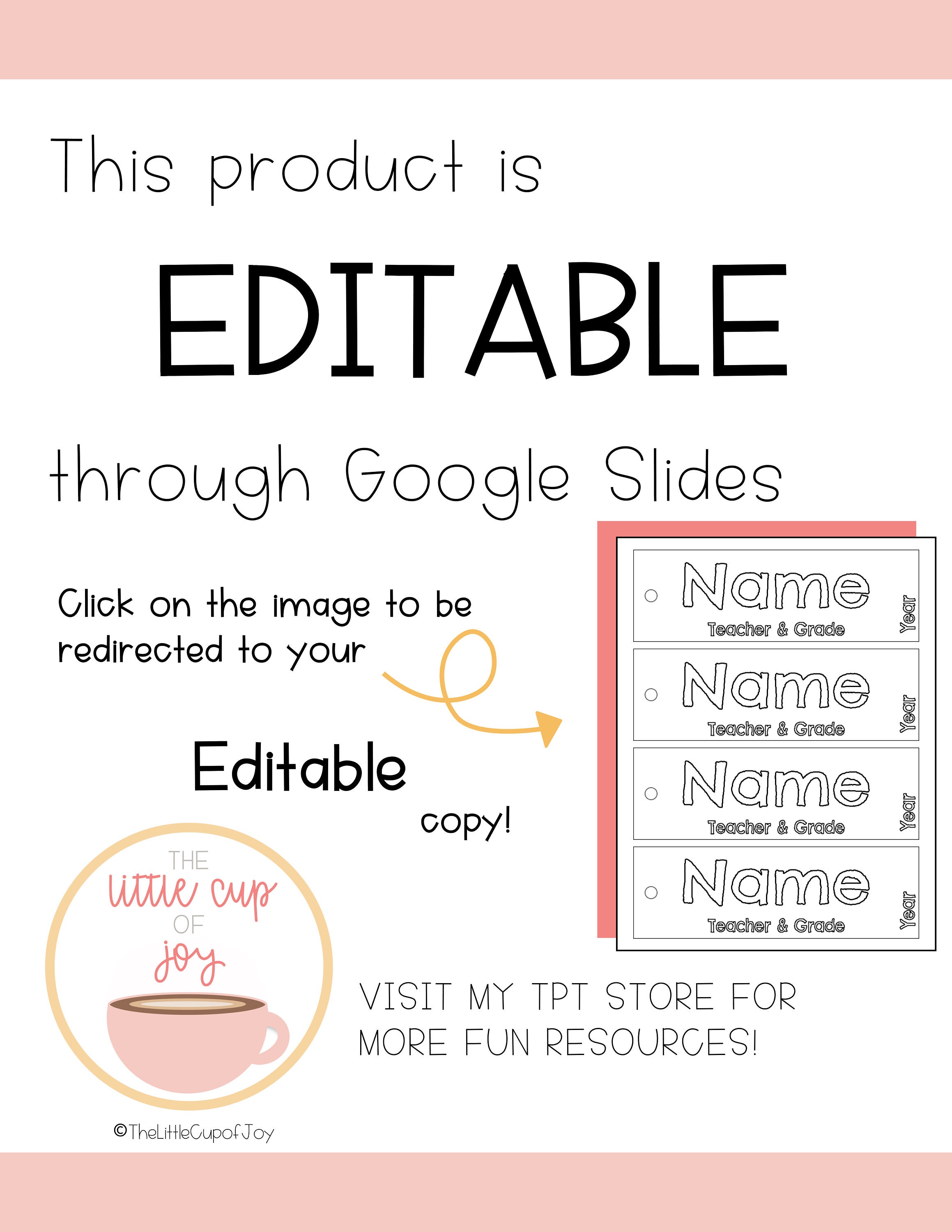 EDITABLE Name + Coloring Bookmarks (google Slides) - Etsy