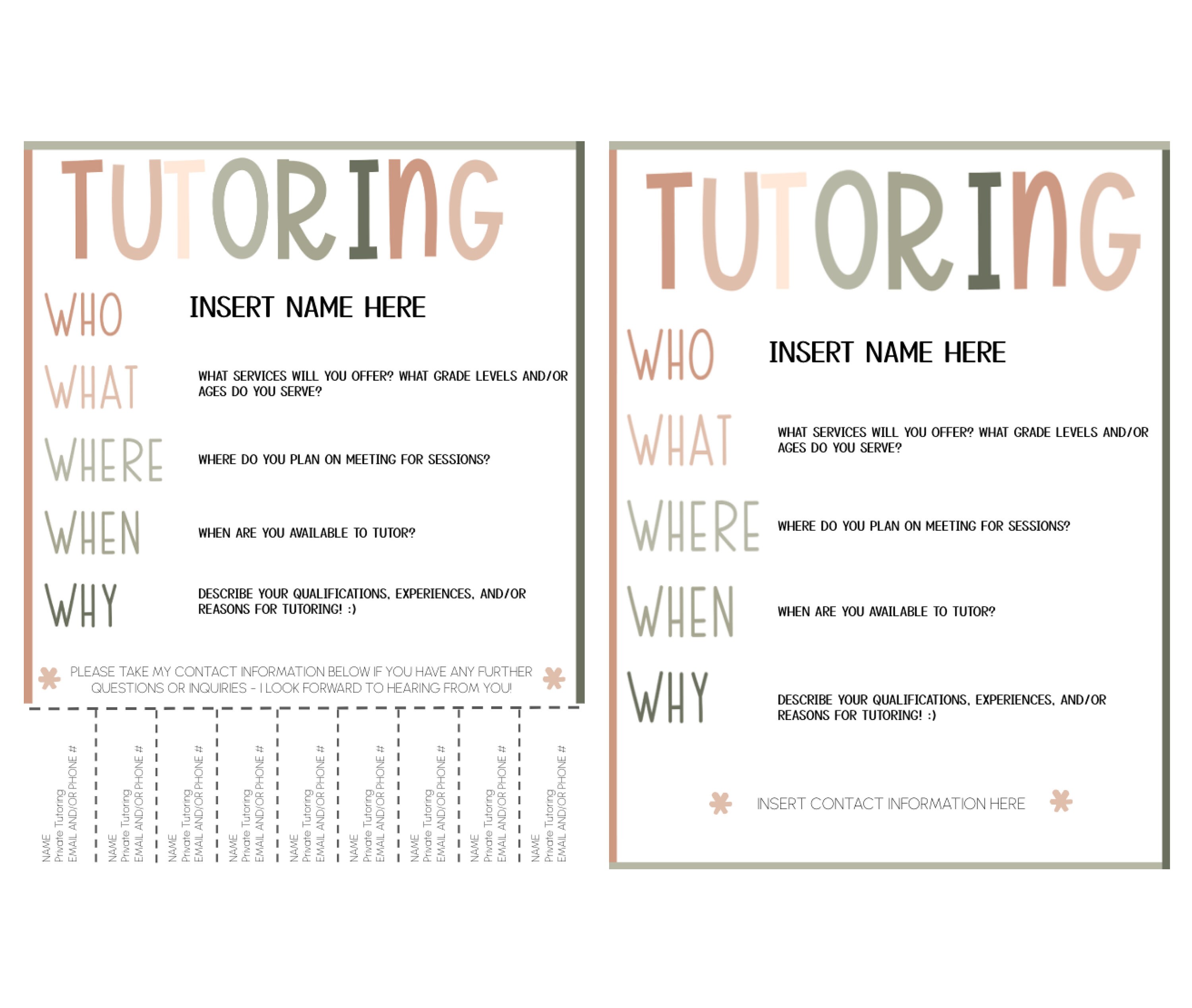 EDITABLE Tutoring Flyer for Tutoring Businesses (printable and Digital ...