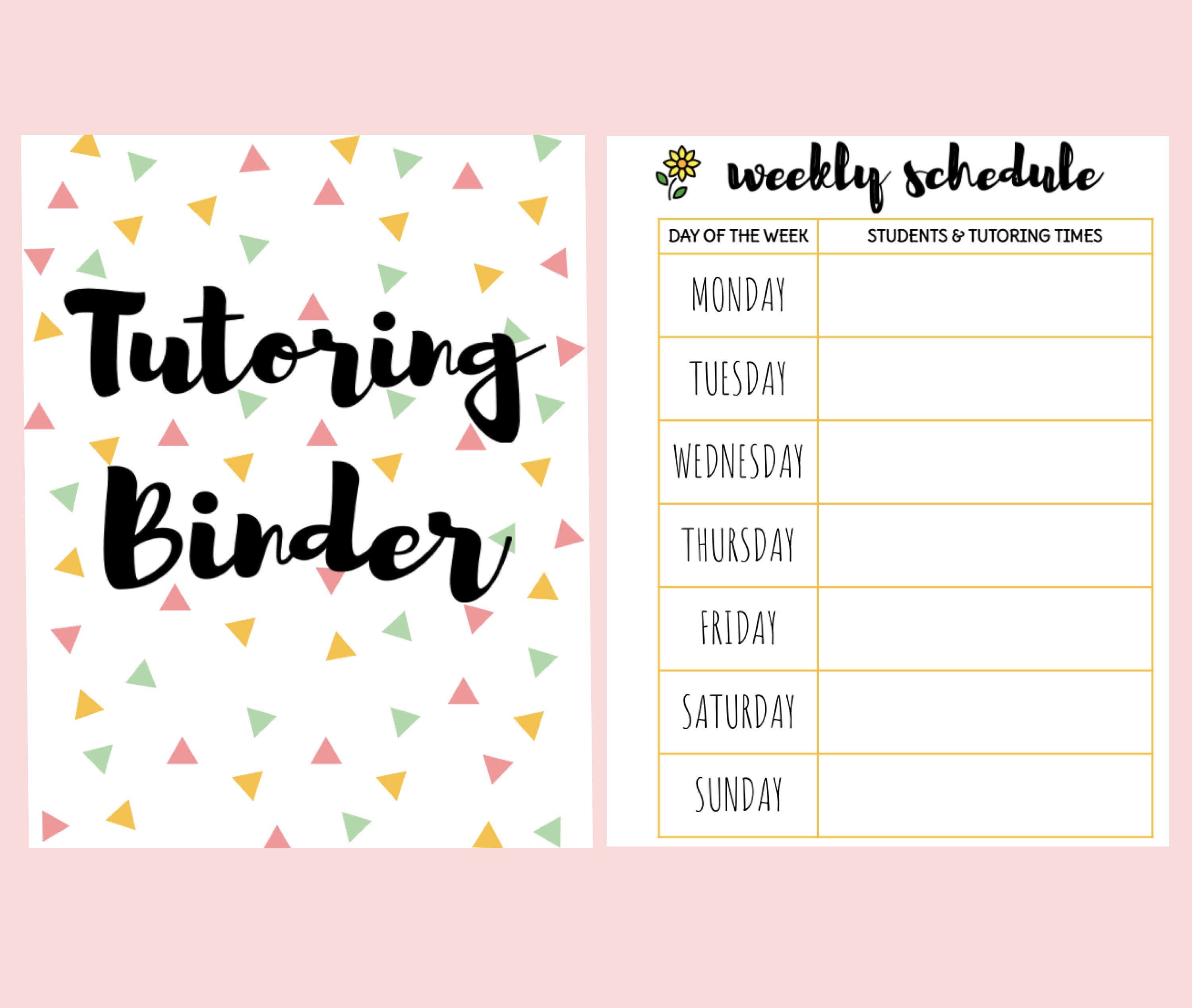 Tutoring Binder (script) EDITABLE: for Planning and Organizing Tutoring ...
