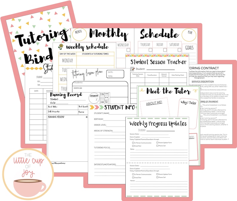 Tutoring Binder (script) EDITABLE: for Planning and Organizing Tutoring ...