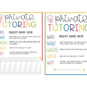 EDITABLE Tutoring Flyer for Tutoring Businesses (printable and Digital ...