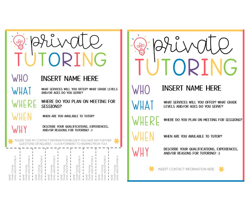EDITABLE Tutoring Flyer for Tutoring Businesses (printable and Digital ...