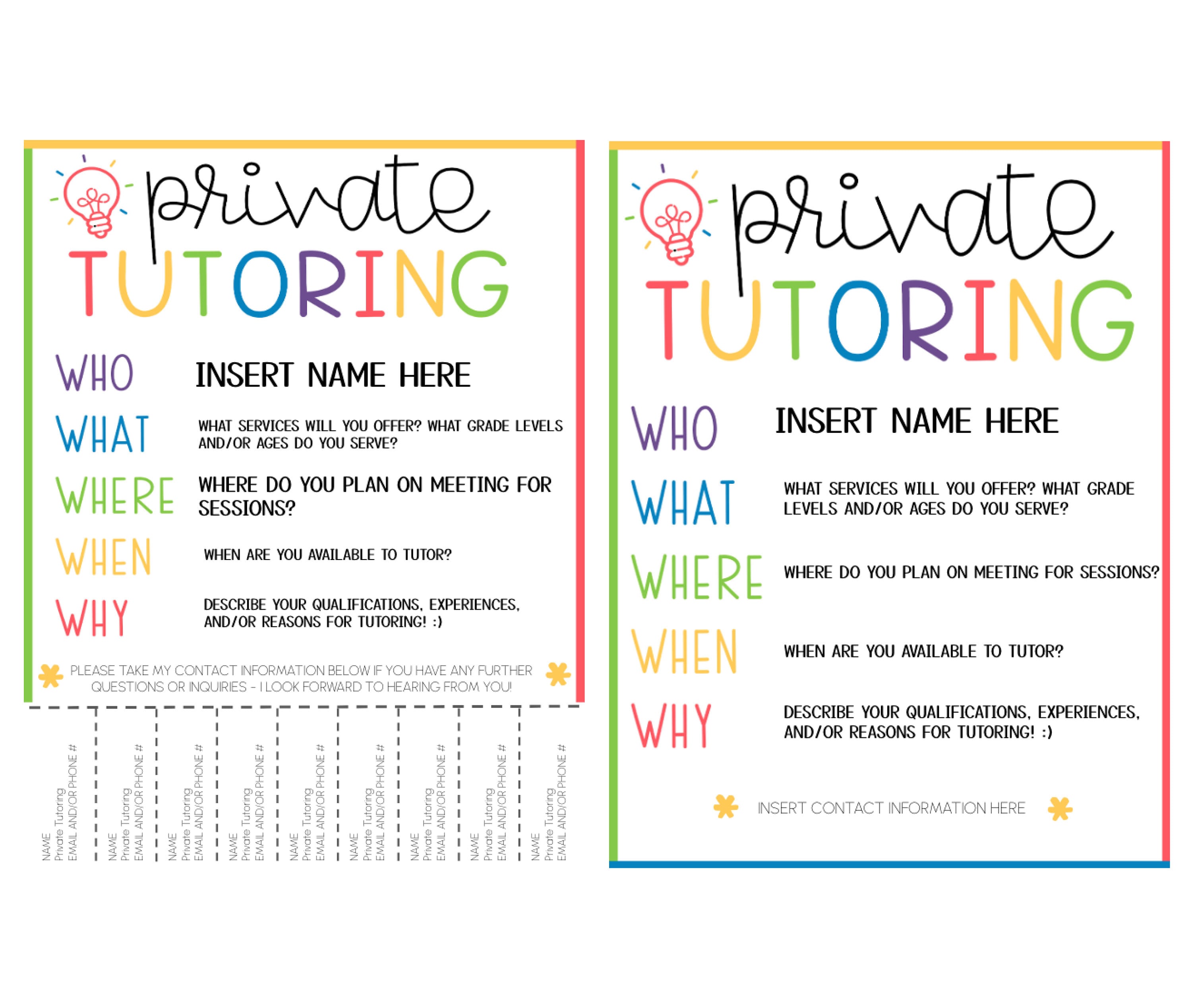 EDITABLE Tutoring Flyer for Tutoring Businesses (printable and Digital ...