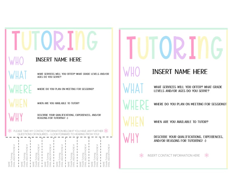 EDITABLE Tutoring Flyer for Tutoring Businesses (printable and Digital ...