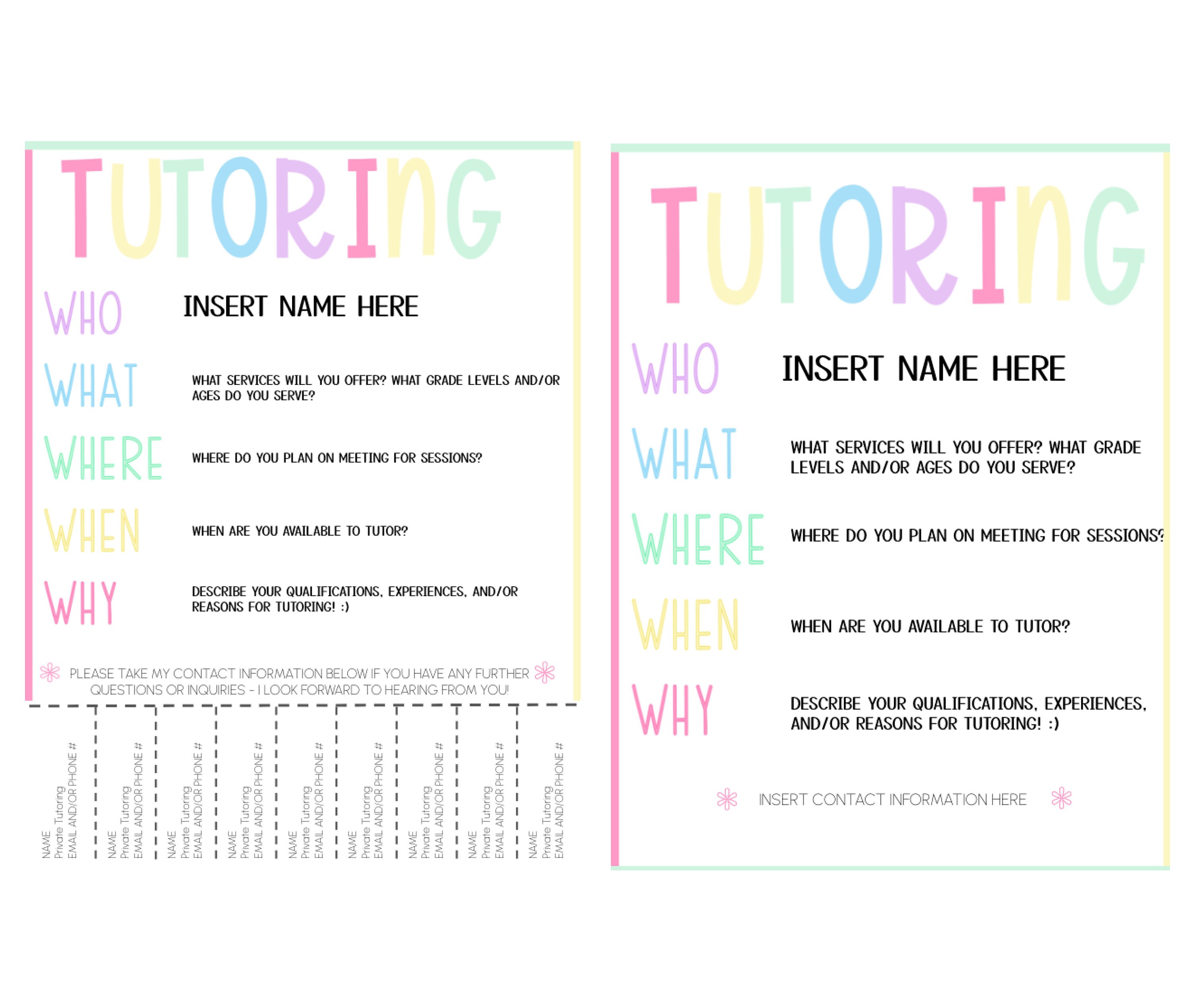 EDITABLE Tutoring Flyer for Tutoring Businesses (printable and Digital ...