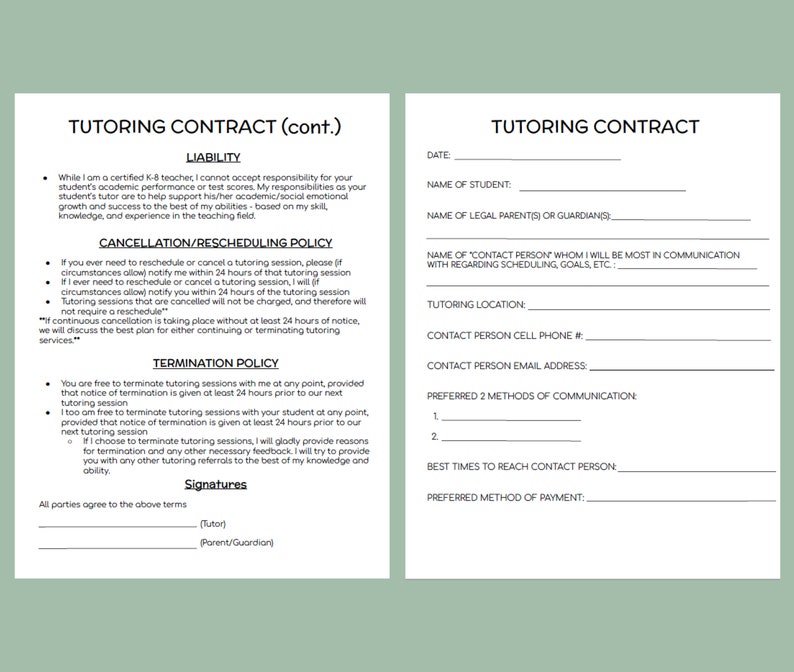 Tutoring Binder greenery EDITABLE: for Planning and - Etsy