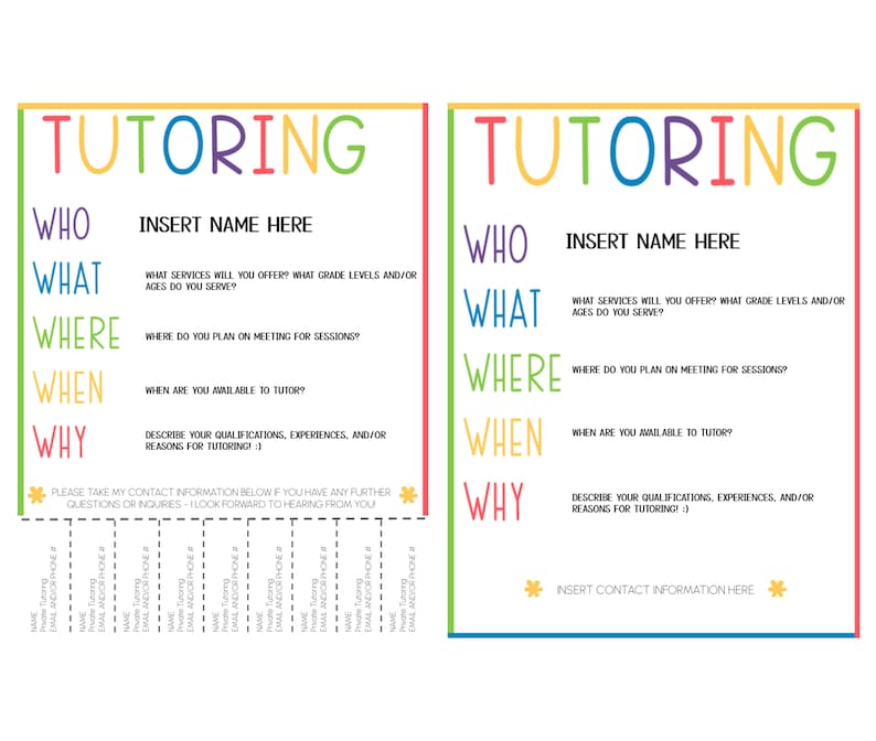 EDITABLE Tutoring Flyer for Tutoring Businesses (printable and Digital ...